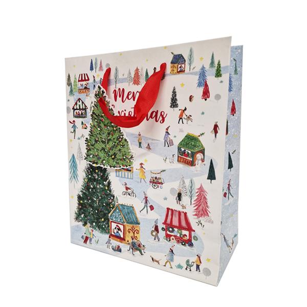 Merry Christmas Winter Scene Gift Bag - MEDIUM