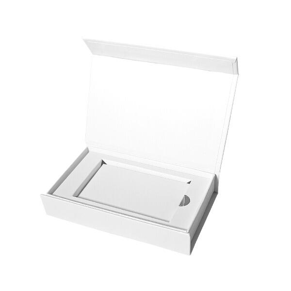 WHITE Matt Laminated Small Shallow Card Holder Magnetic Rigid Gift Box ...