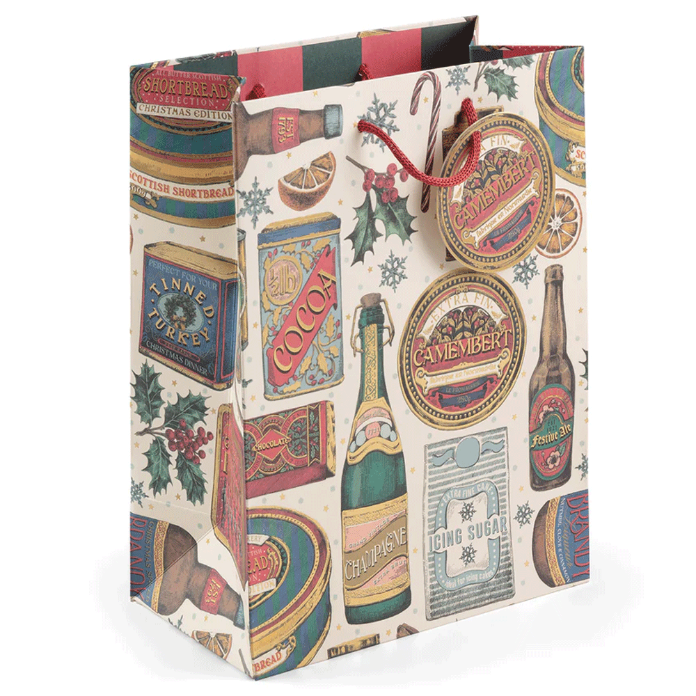 Retro, Nostalgic, Vintage Christmas Bag. Tins of Cocoa, Spiced Orange ...