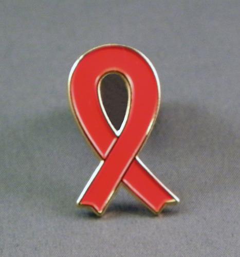 20 X Red Ribbon Pin Badges