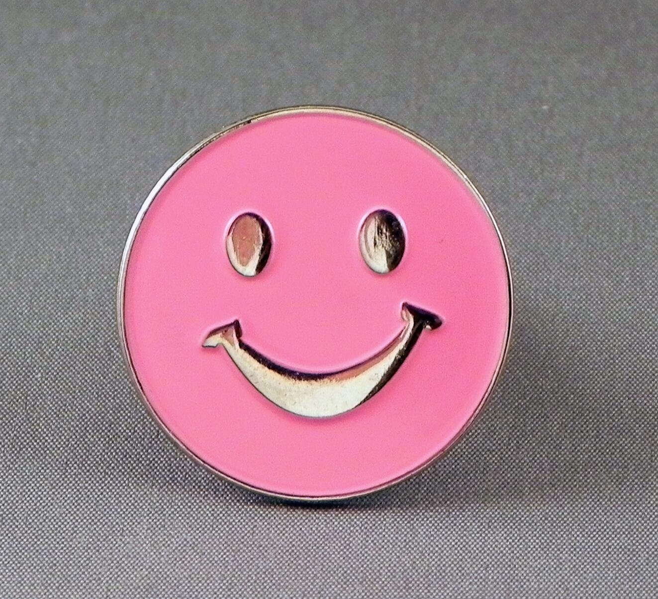 Wholesale 20 x Pink Smiling Face Pin Badges | Wholesale Enamel Pin ...