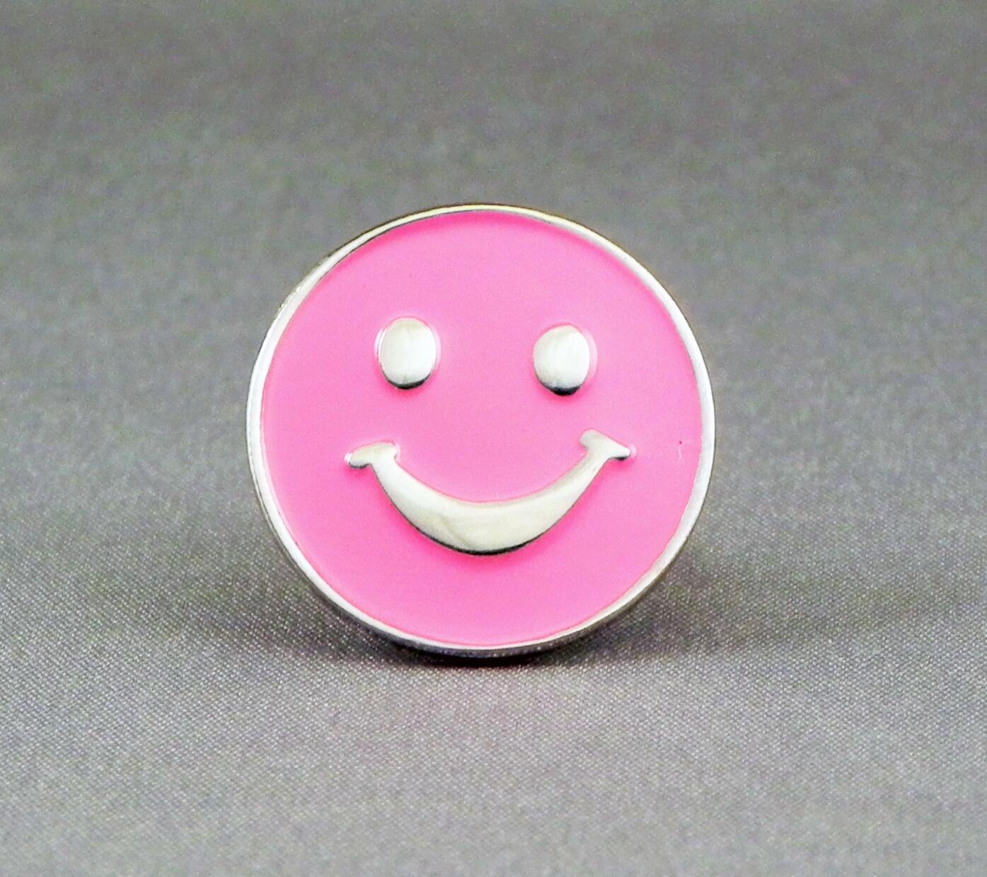 Wholesale 20 x 19mm Pink Smiling Face Pin Badges | Wholesale Enamel Pin ...