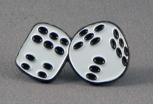 Wholesale 20 x White Dice Pin Badges | Wholesale Enamel Pin Badges UK