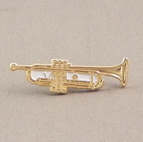 Gold Plated Trumpet Pin Badge