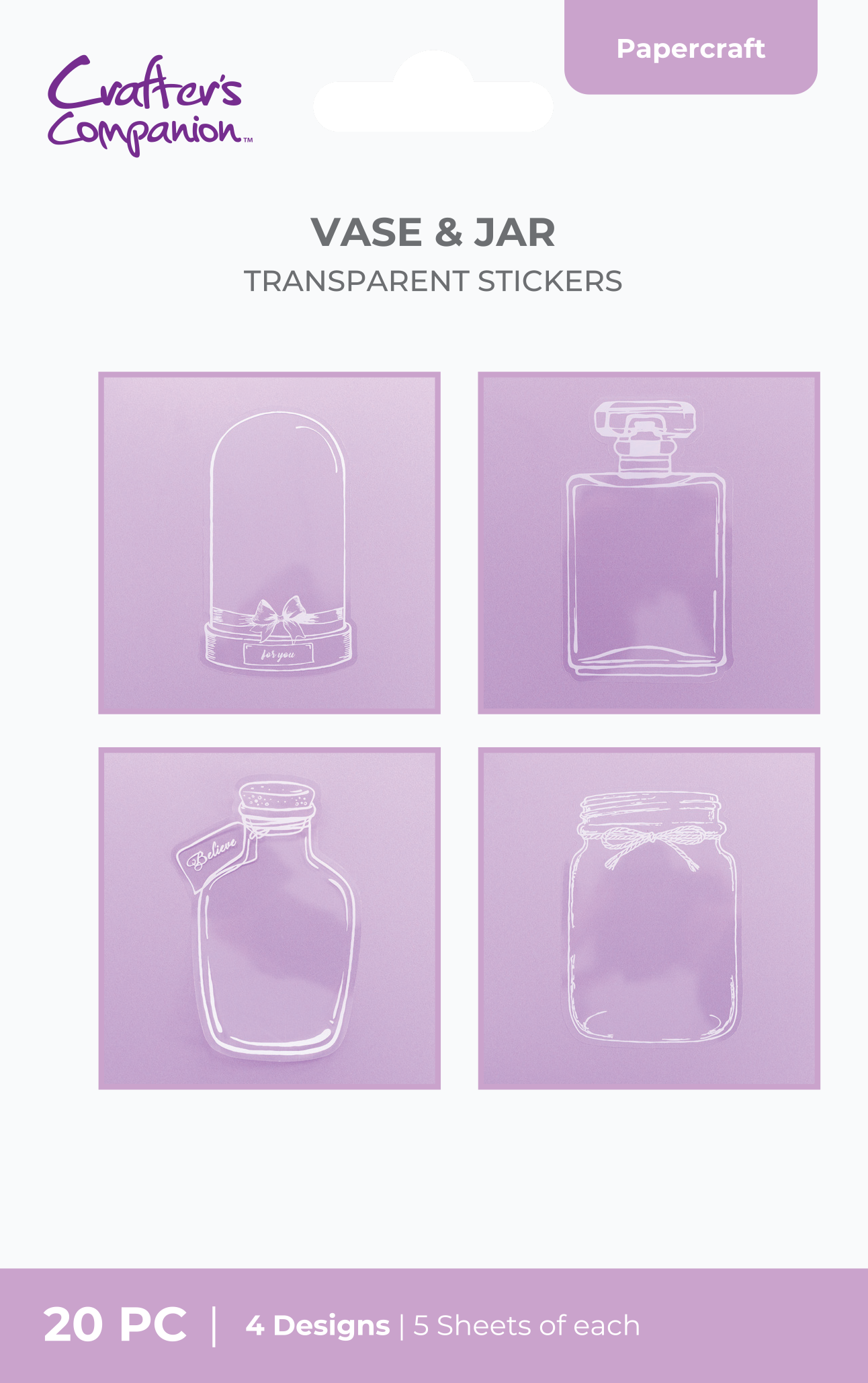 Crafter's Companion - Transparent Vase & Jar Stickers - Flower Press ...