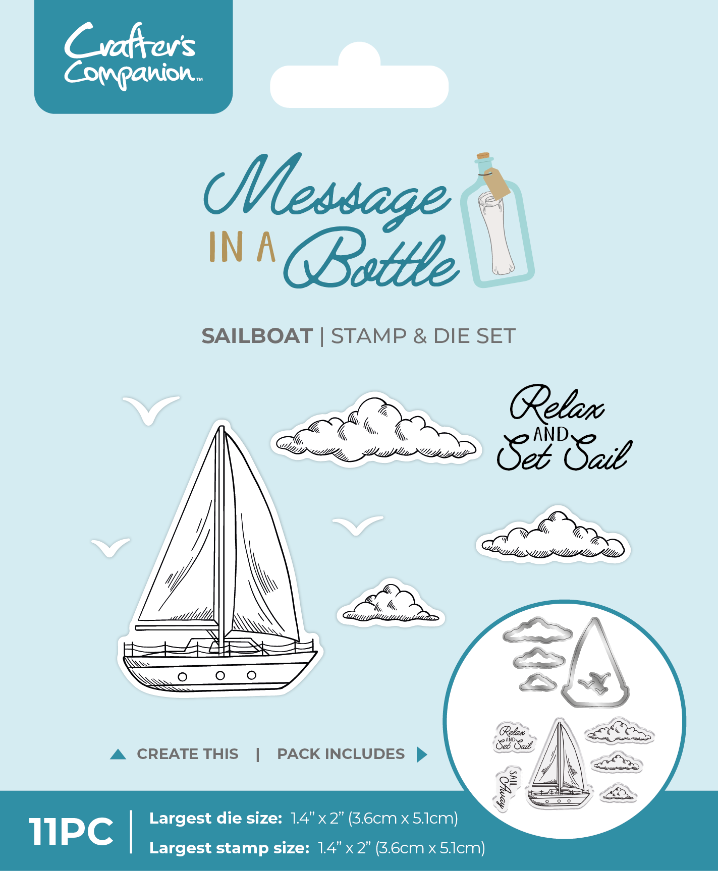Crafter’s Companion - Message in a Bottle Stamp & Die – Sailboat