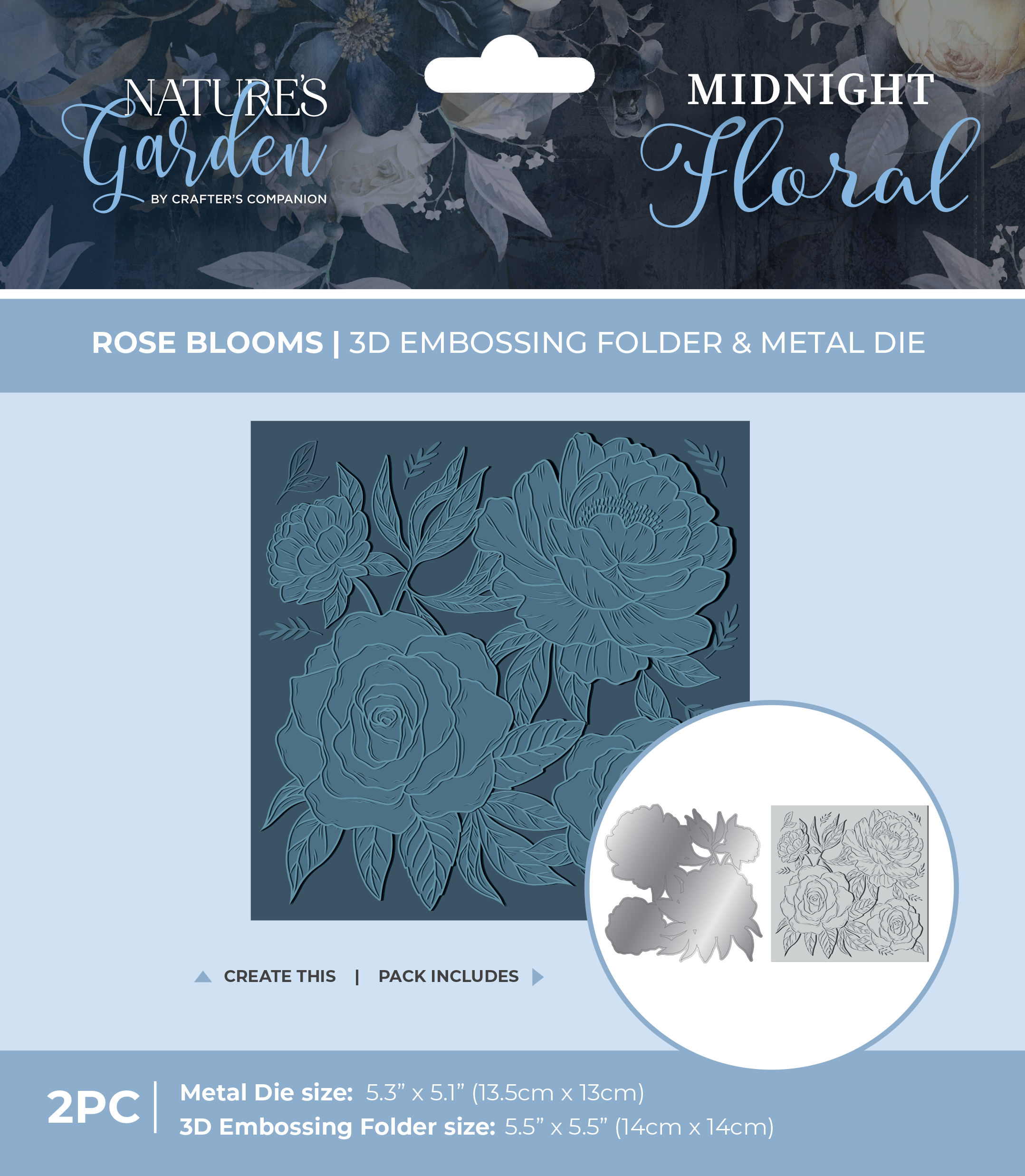 Nature's Garden - Midnight Floral Collection - 5.5" x 5.5" 3D Embossing ...