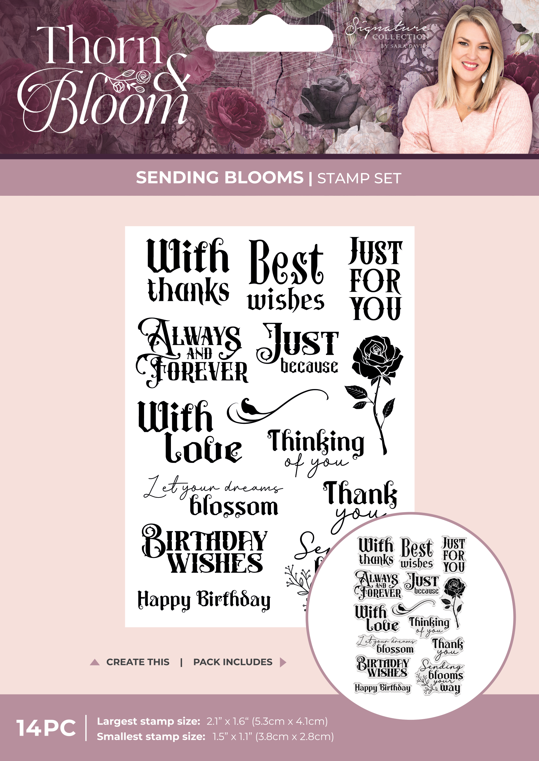 Sara Signature - Thorn & Bloom Collection - Clear Acrylic Stamp Set ...