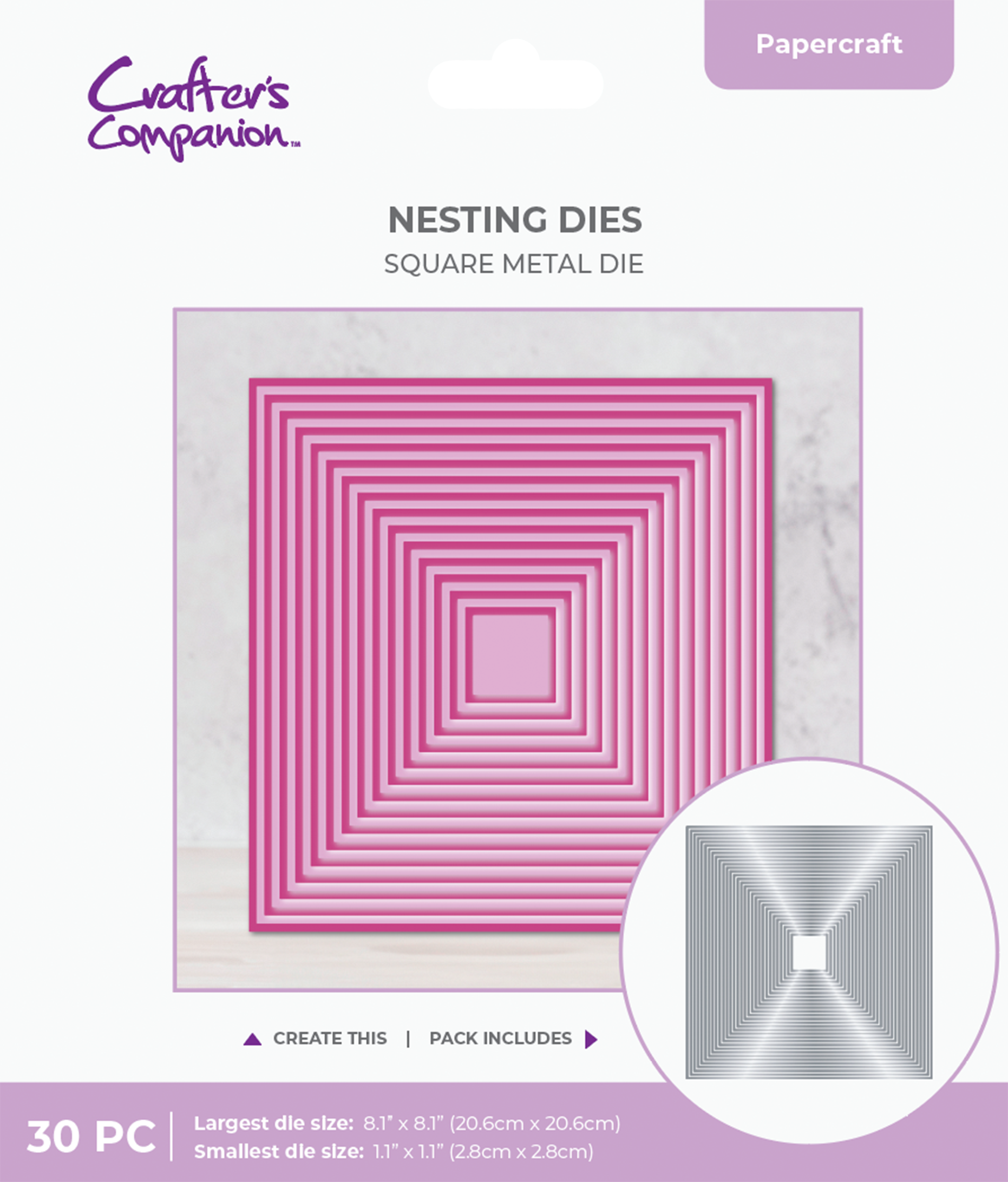 Crafter’s Companion - 8" Nesting Collection Metal Dies - Square