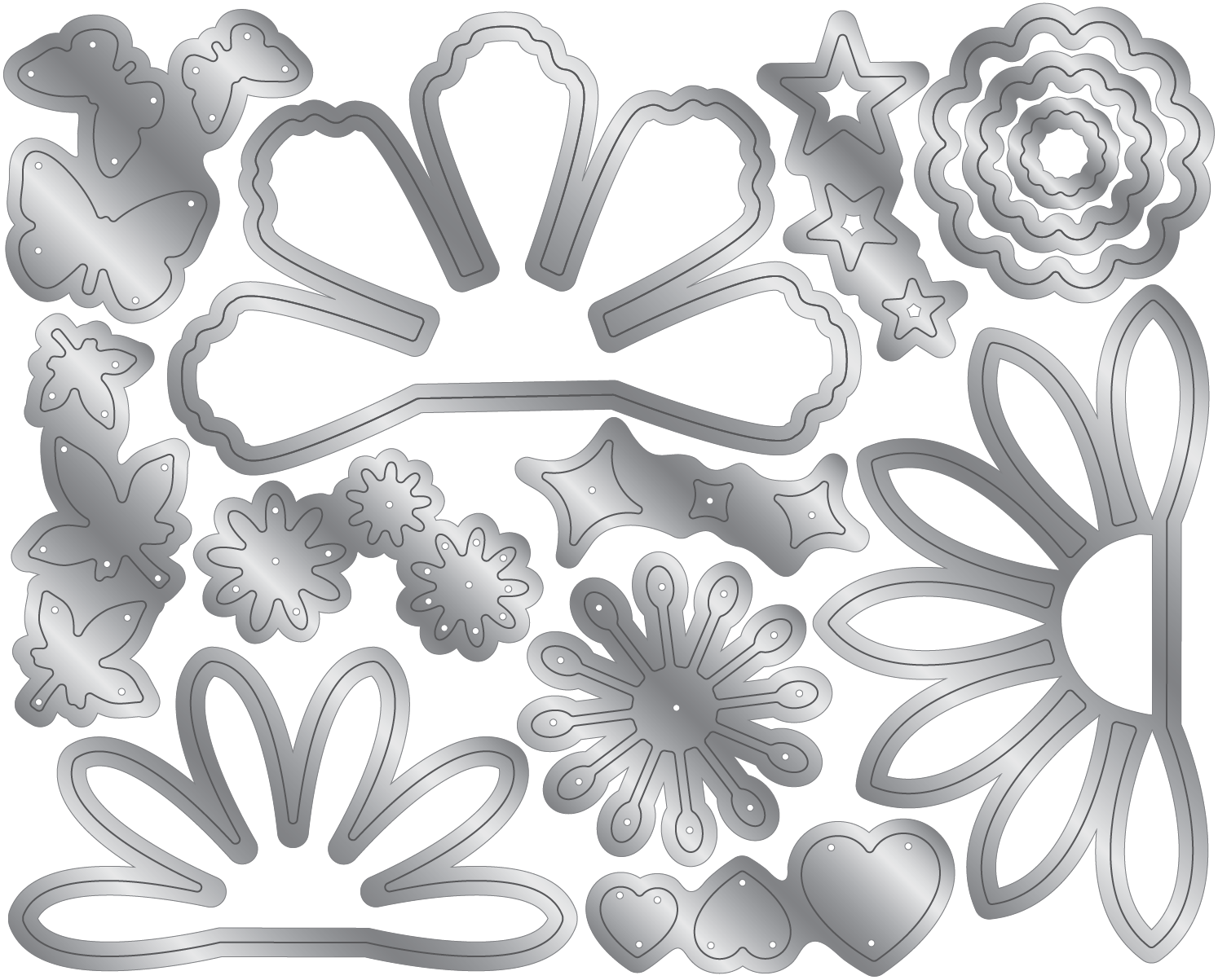 Crafter’s Companion - Stamp & Die Set - Floral & Flutter Set