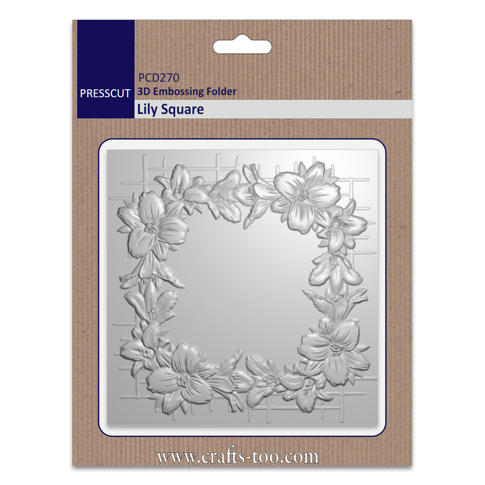Presscut - 3D Embossing Folder - Lily Square - PCD270