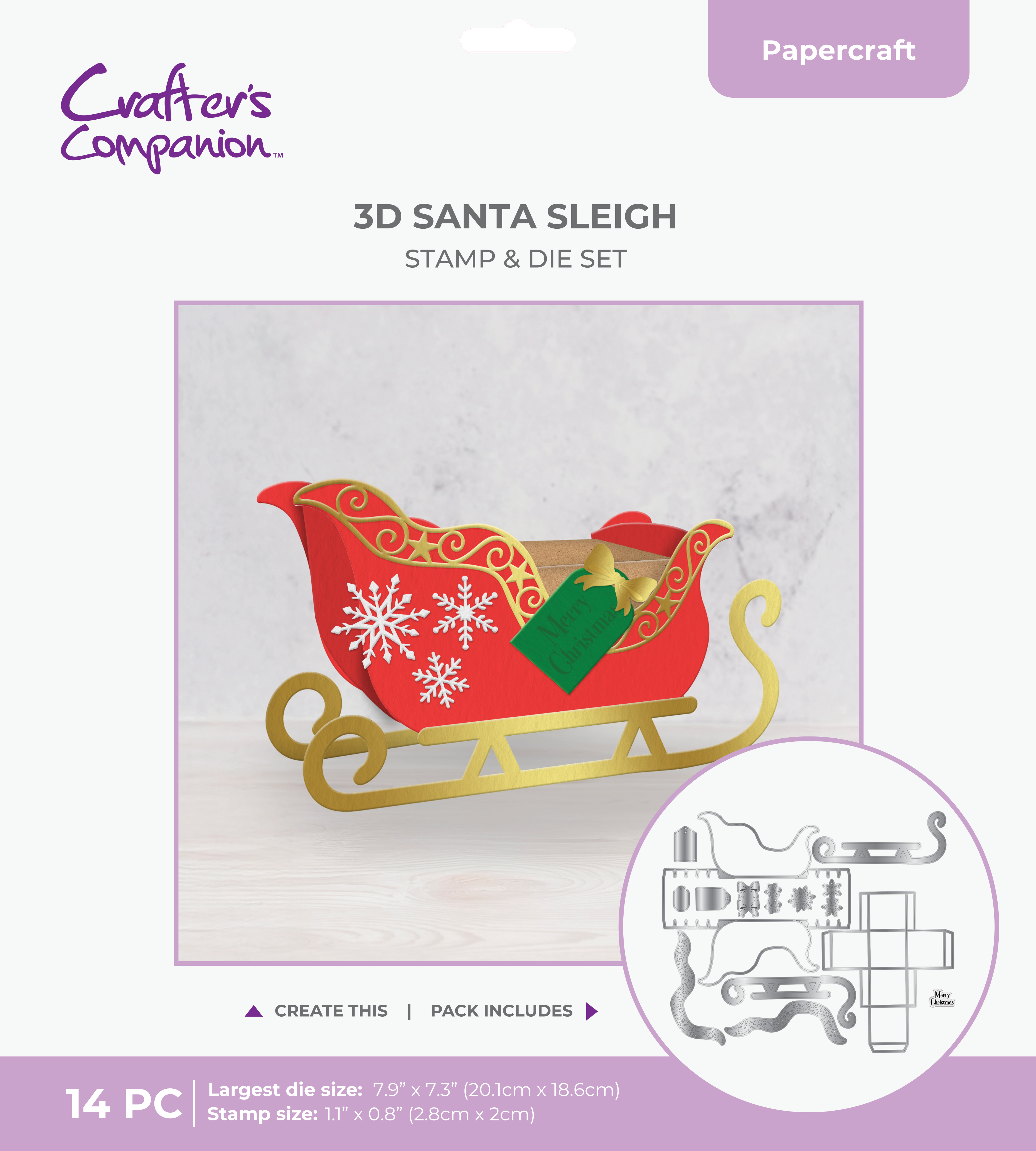 Crafter’s Companion - 3D Construction Collection Metal Die - Santa Sleigh