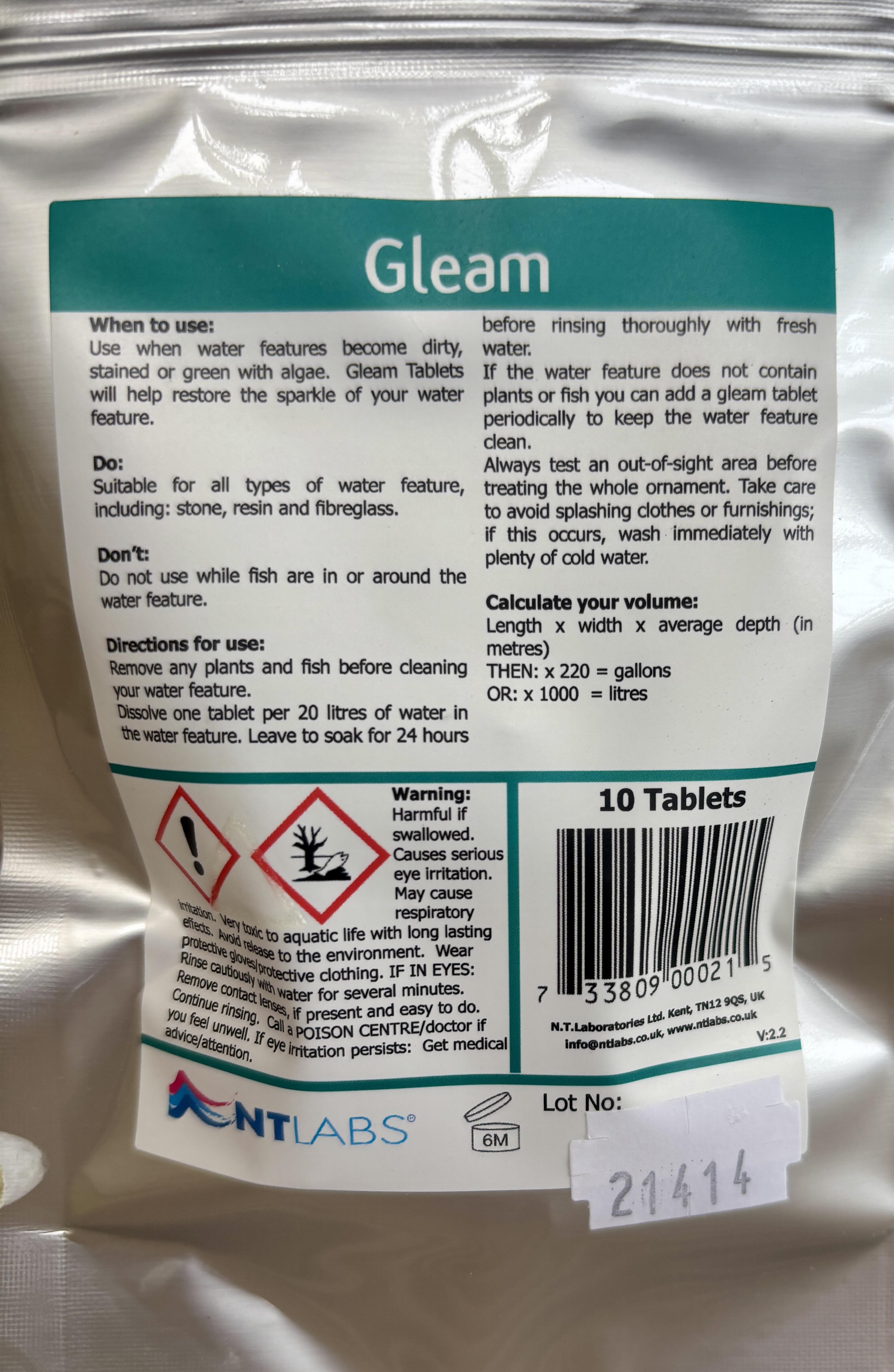 Gleam Water Feature Cleaner - pack of 10 tabs