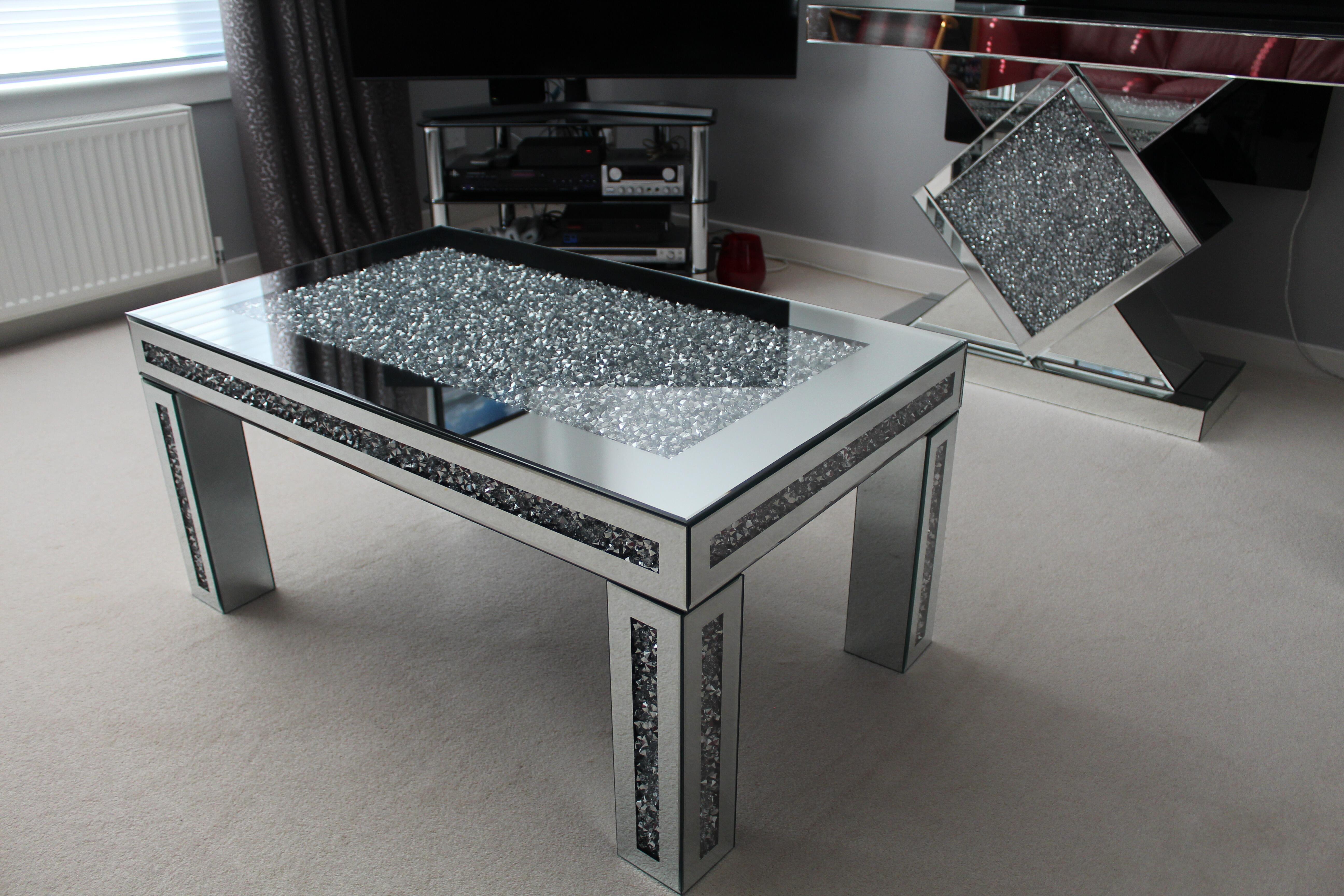 Crushed diamond Mirrored coffee table