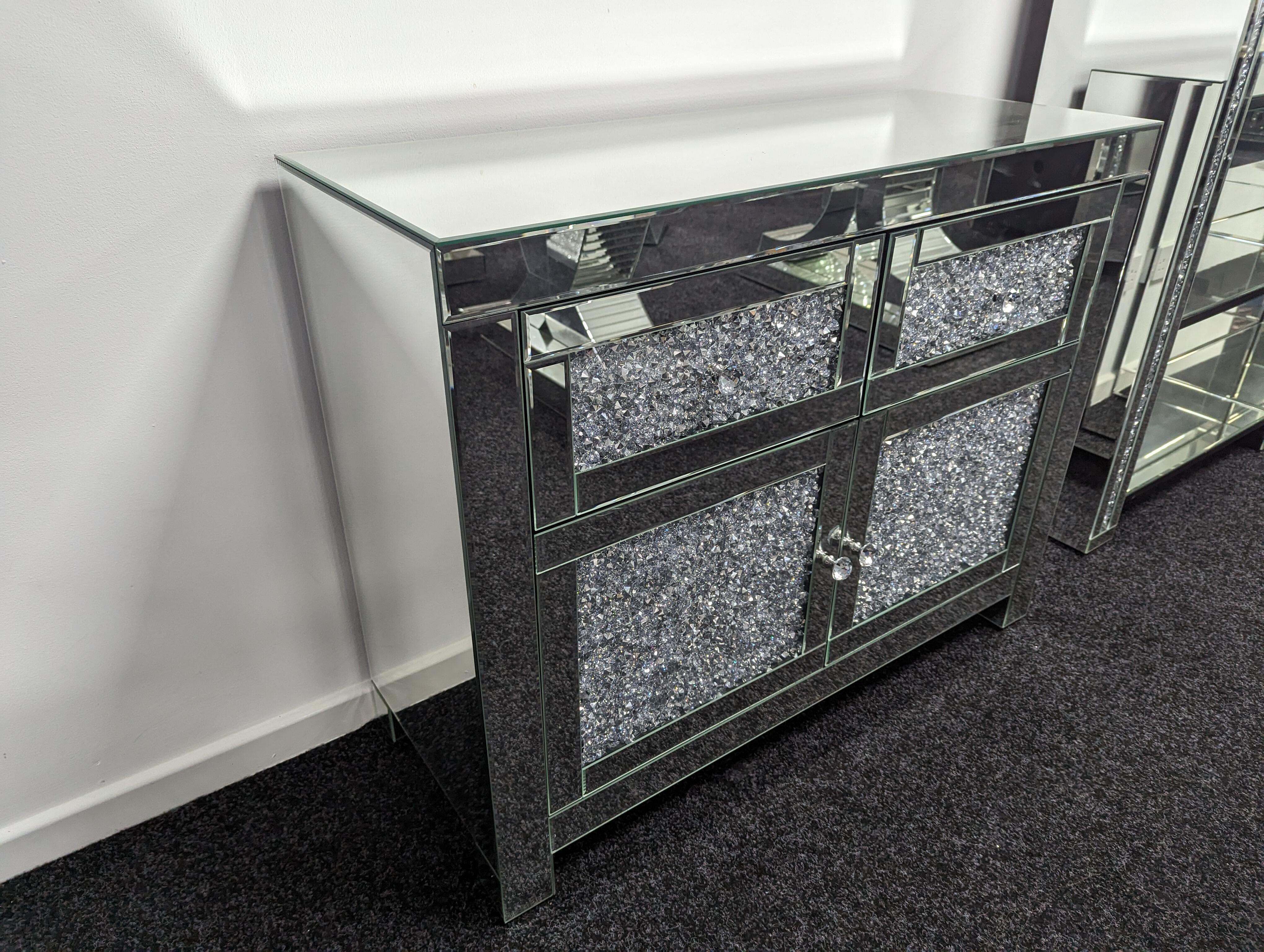 Rome crushed diamond 2 door + 2 drawer sideboard