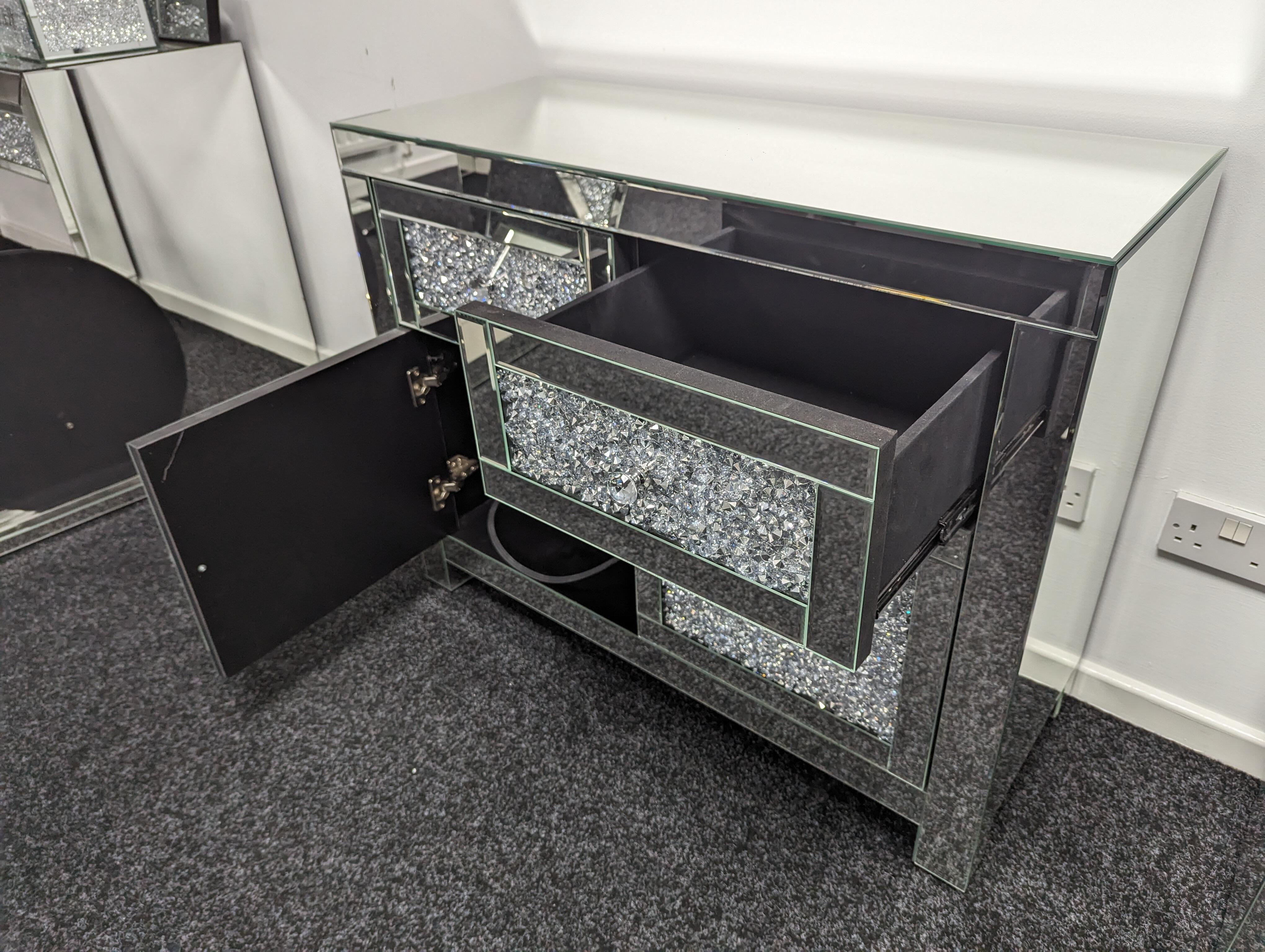 Rome crushed diamond 2 door + 2 drawer sideboard