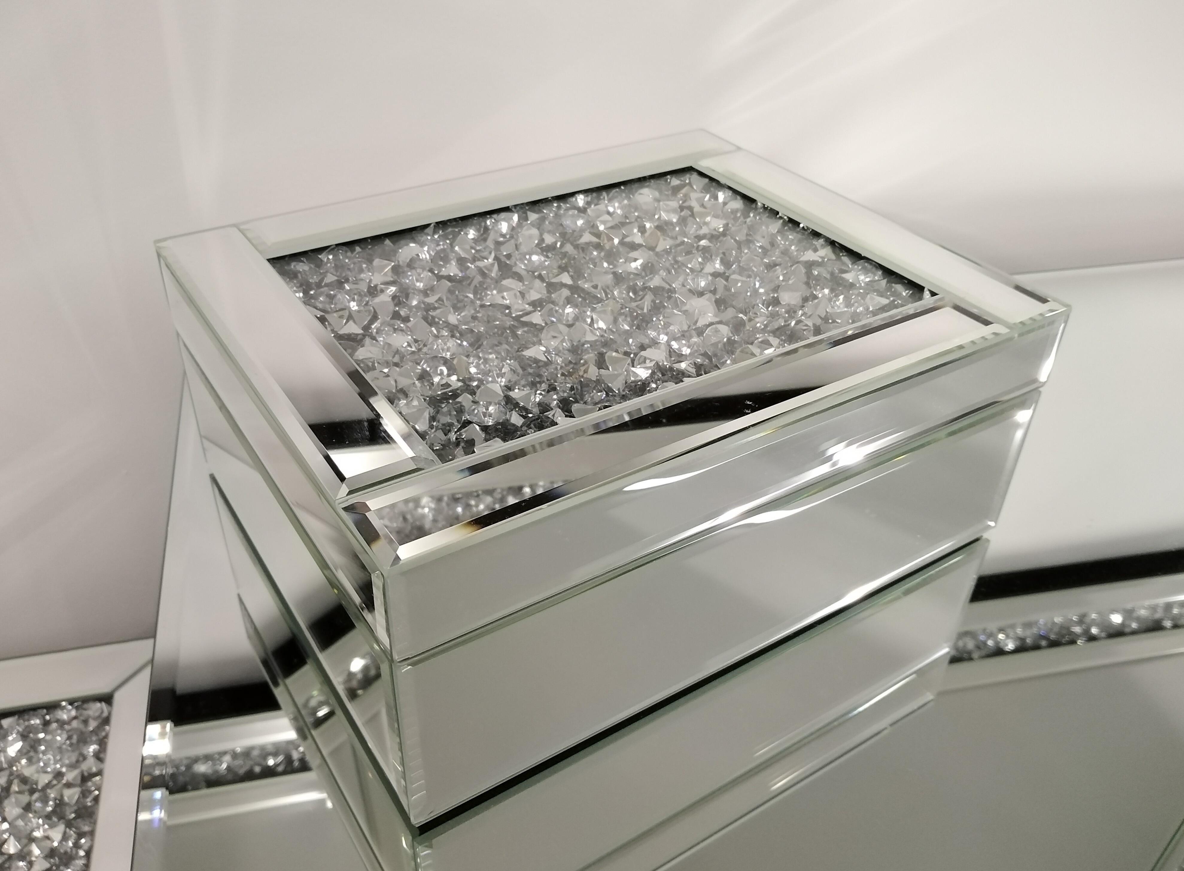 Roma crushed diamond jewellery box with drawers