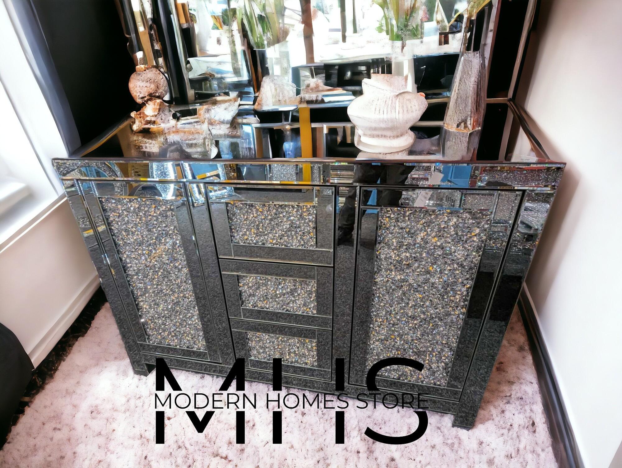Nova 2 door 3 drawer Crushed diamond mirrored sideboard