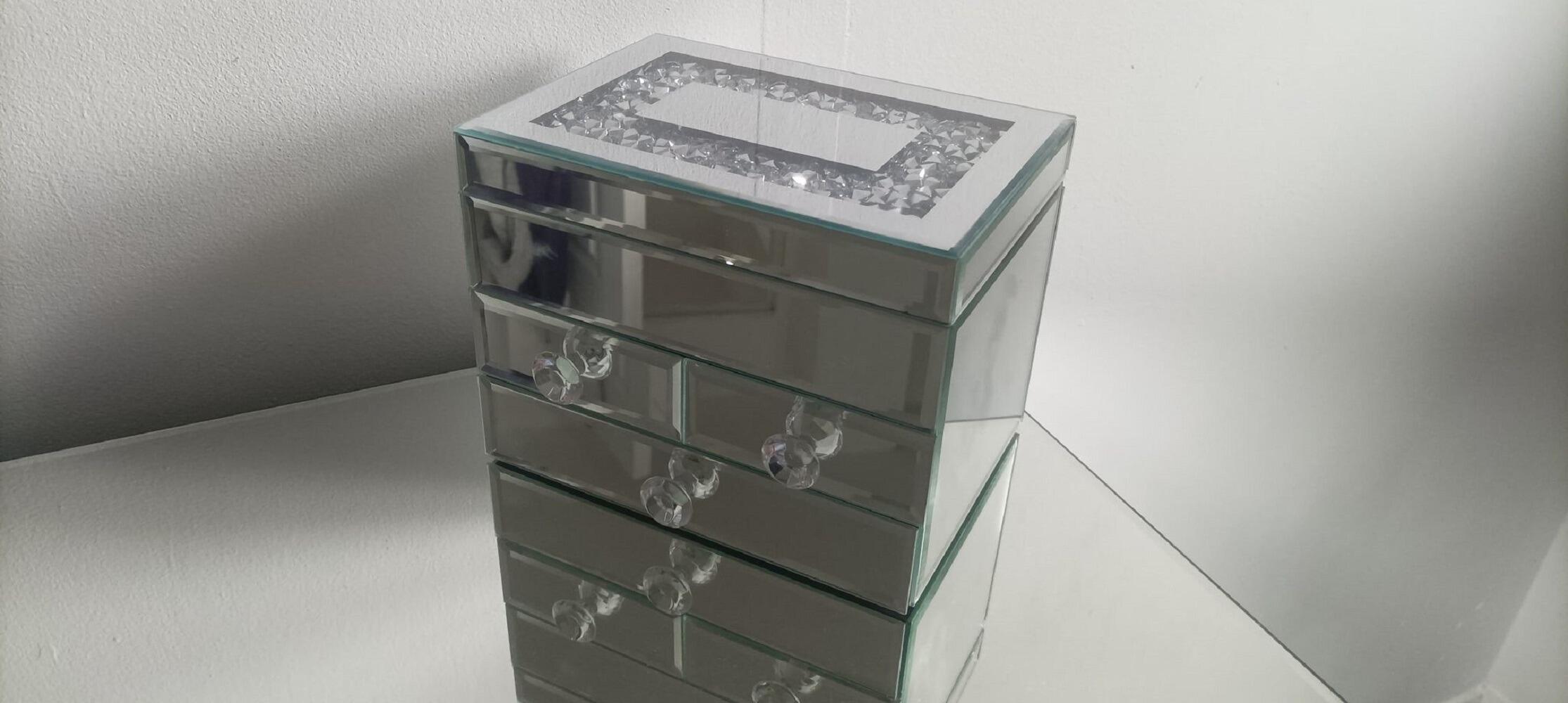 Roma crushed diamond jewellery box with drawers