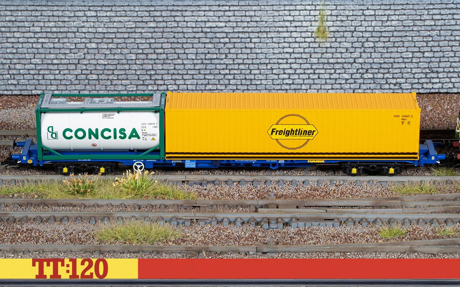 Hornby TT6031 TOUAX KFA Container Wagon 1 x 20 Concisa Tanker & 1 x ...