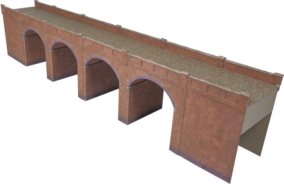 Metcalfe PO240 OO Scale Red Brick Double Track Viaduct card kit