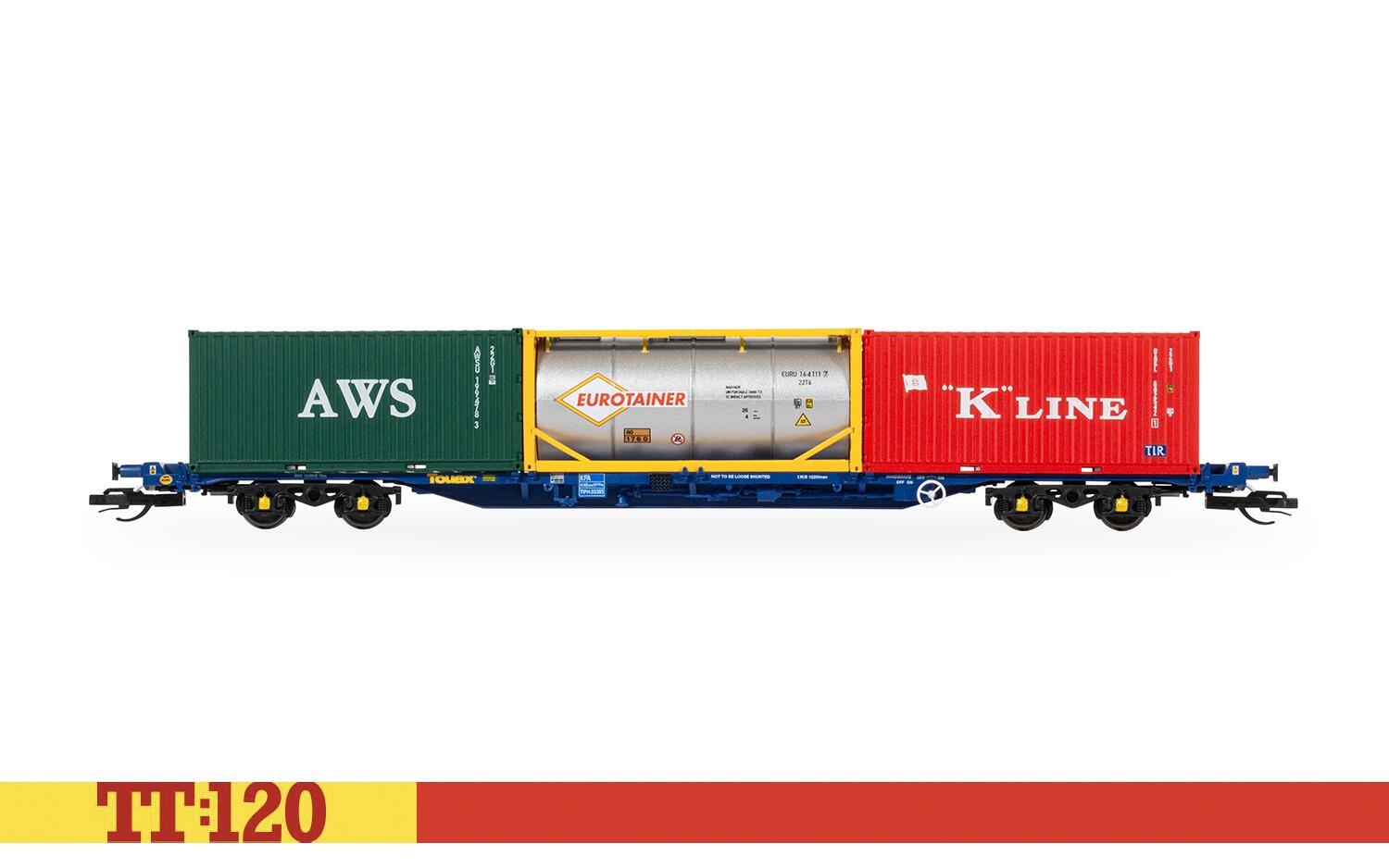 Hornby TT6030 TOUAX KFA Container Wagon 3 x 20ft containers. AWS, K ...