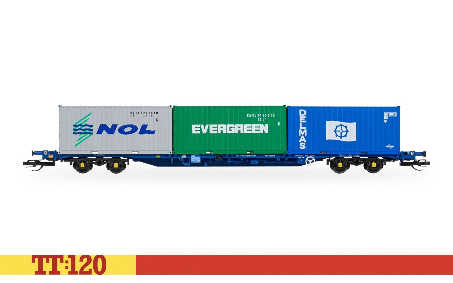 Hornby TT6032 TOUAX KFA Container Wagon 3 x 20ft containers