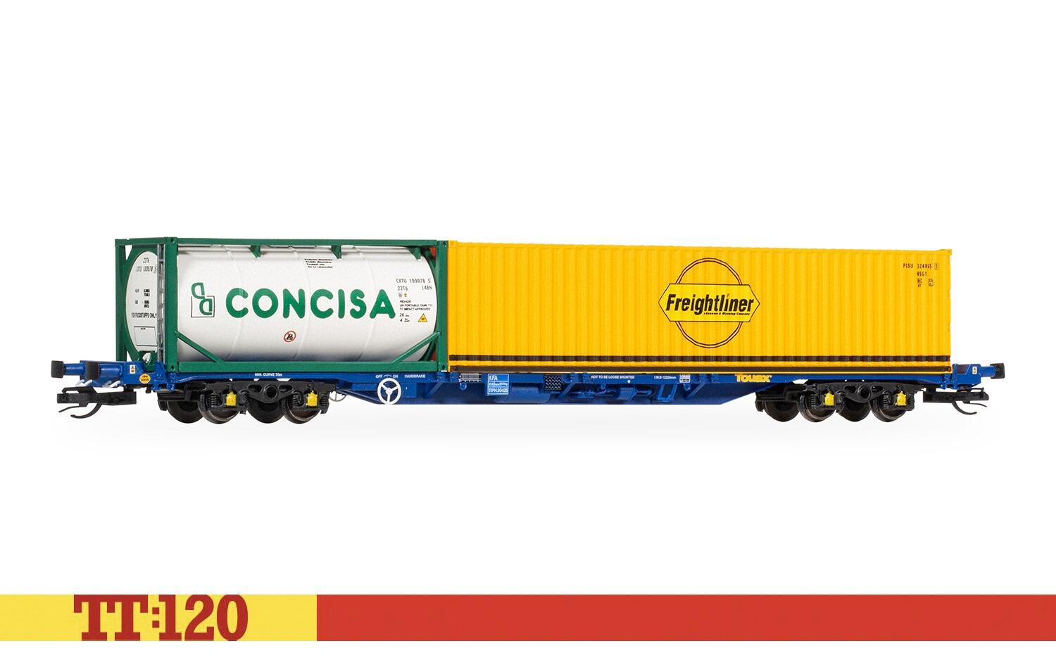 Hornby TT6031 TOUAX KFA Container Wagon 1 x 20 Concisa Tanker & 1 x ...