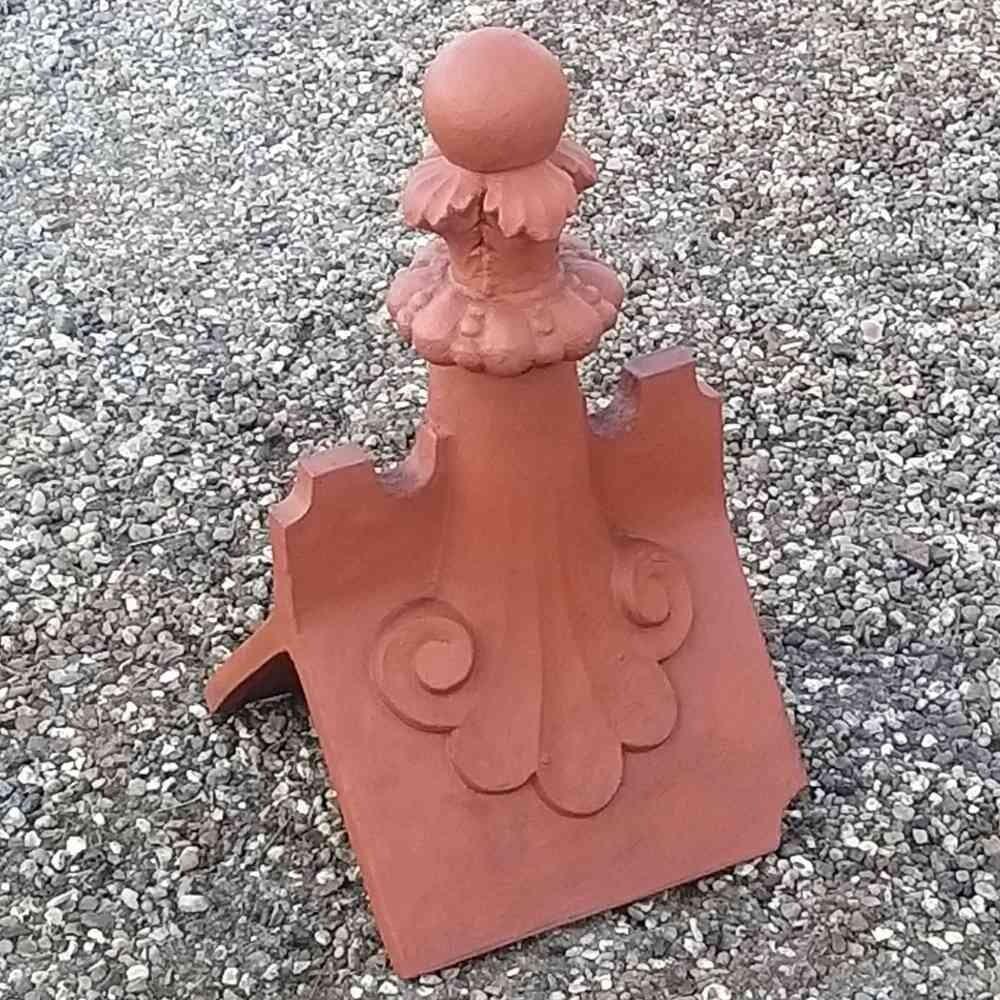 Castle scrolled small fleur ball roof finial