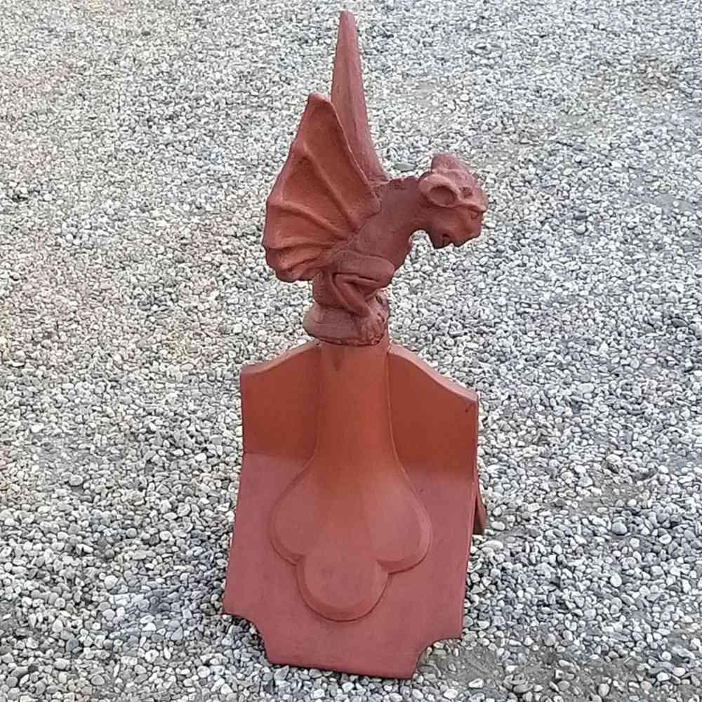 Gable end angled winged gargoyle roof finial