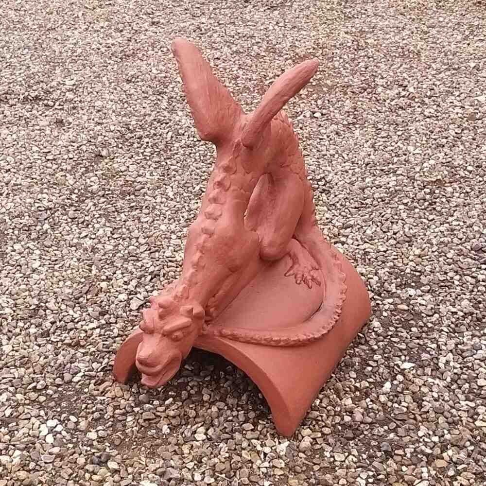 Half round baby dragon antique terracotta (IN STOCK)