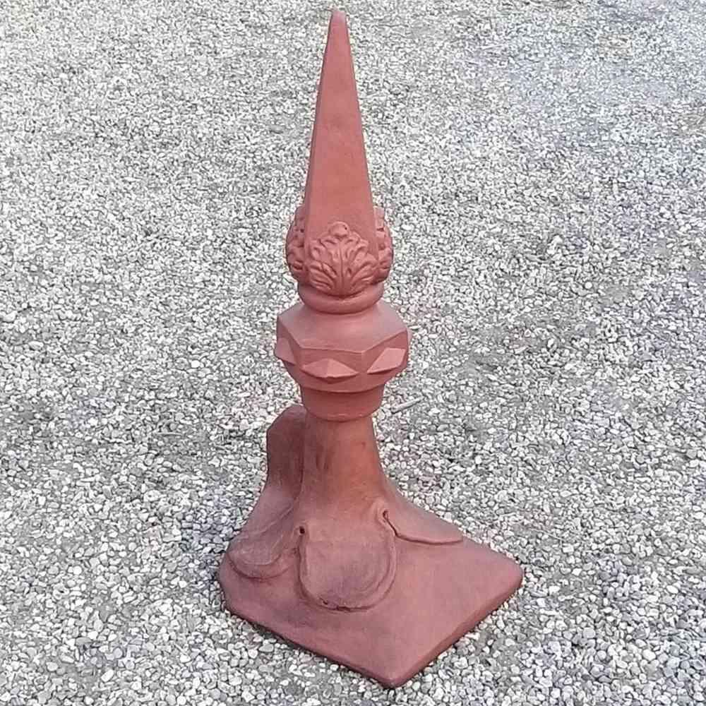 Block end angled hex spire ridge finial