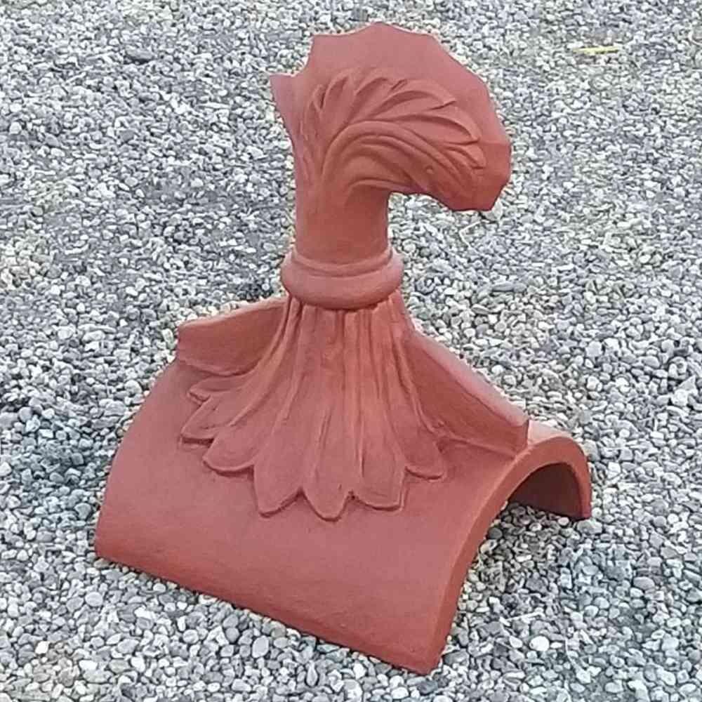 Curved leaf finial half round ridge