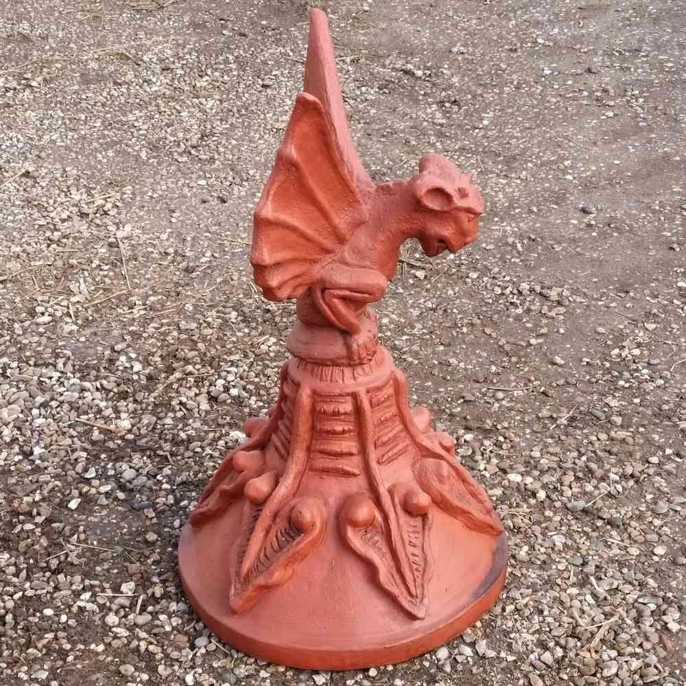 Large round winged gargoyle ridge finial