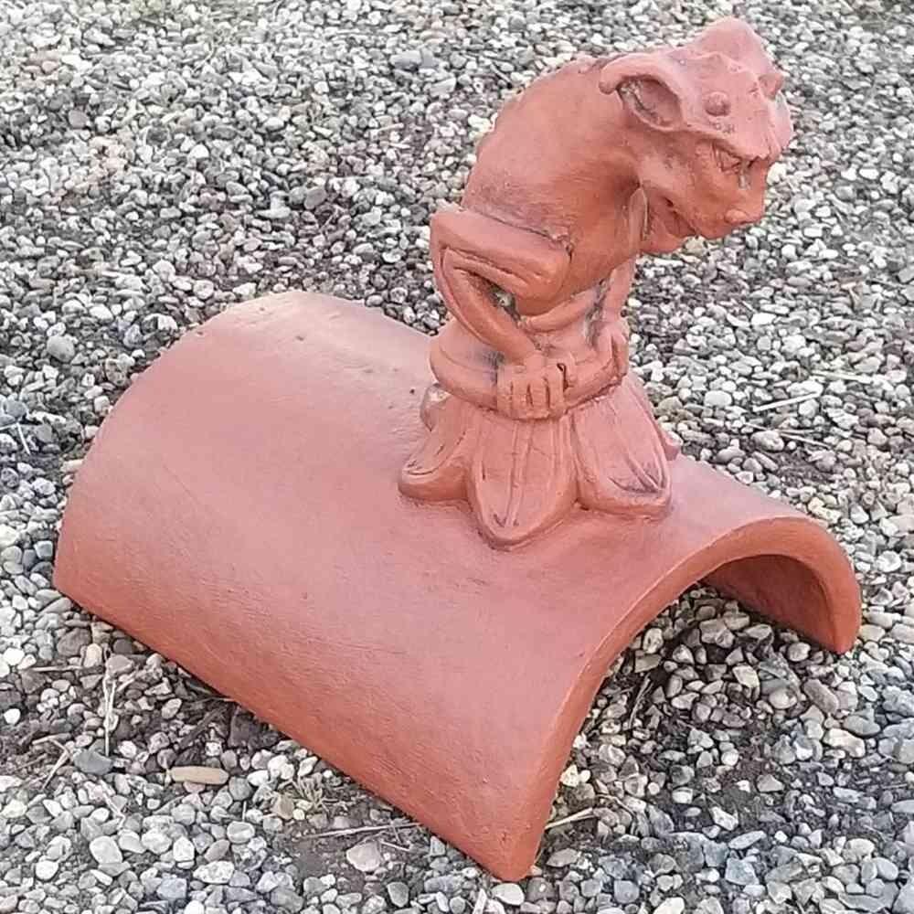 Half round small horned gargoyle roof finial
