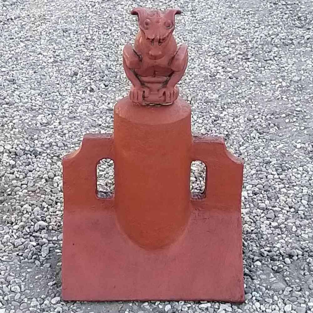 Double arch horned gargoyle ridge finial