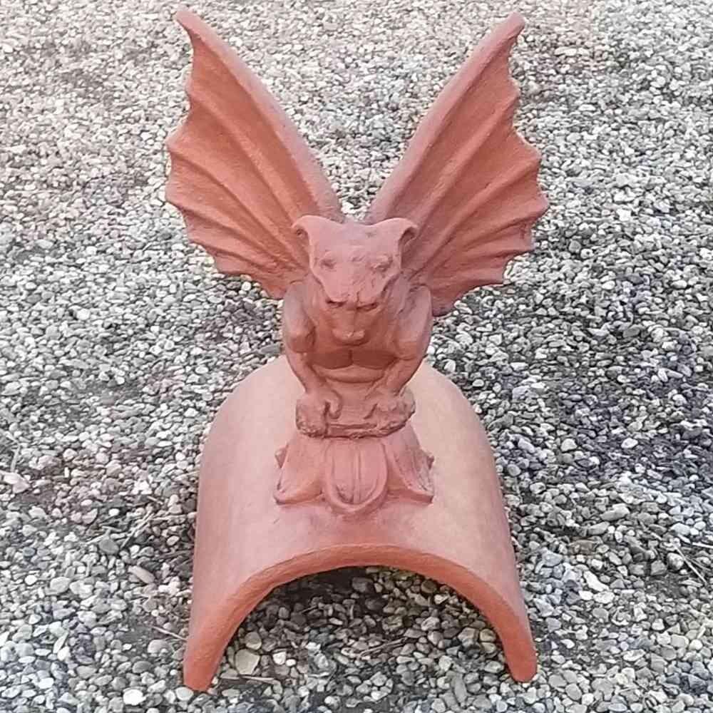 Half round winged gargoyle roof finial