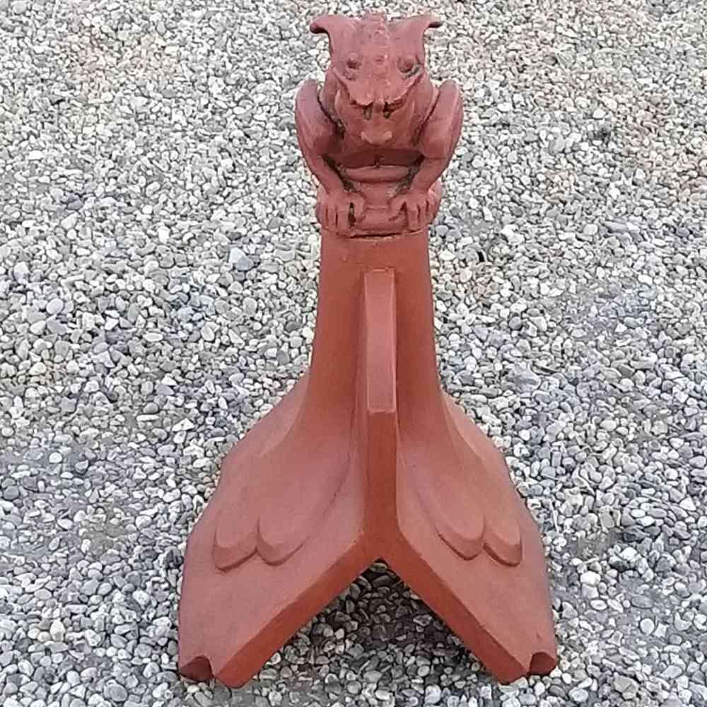 Gable end angled horned gargoyle roof finial
