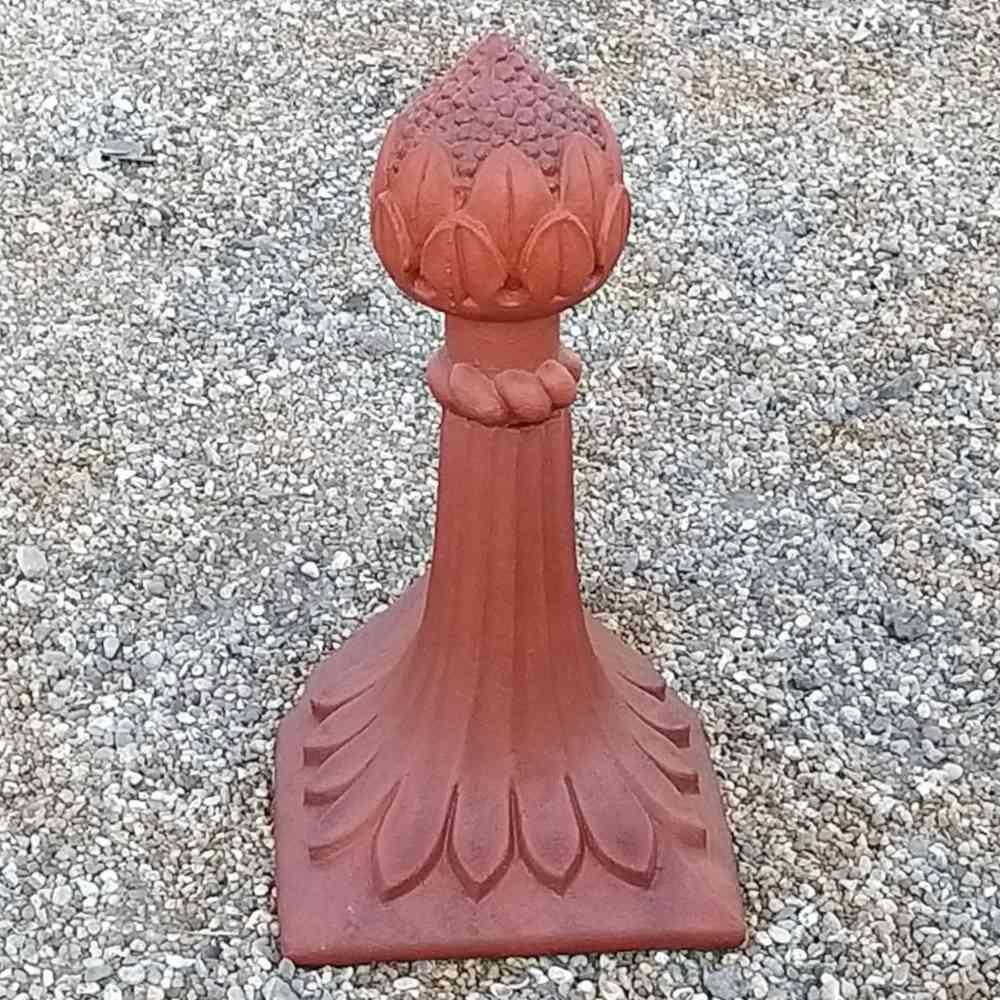 Angled block end grape roof finial