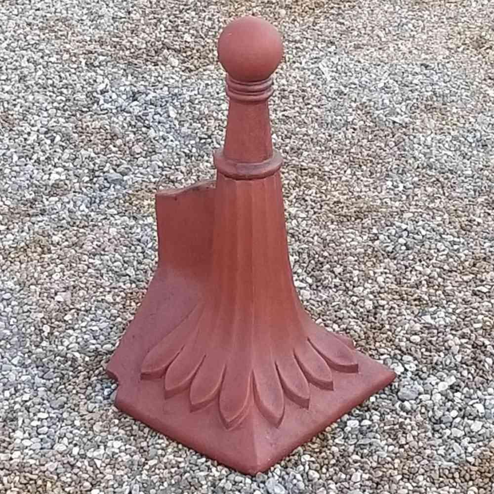 Angled block end small ball top ridge finial