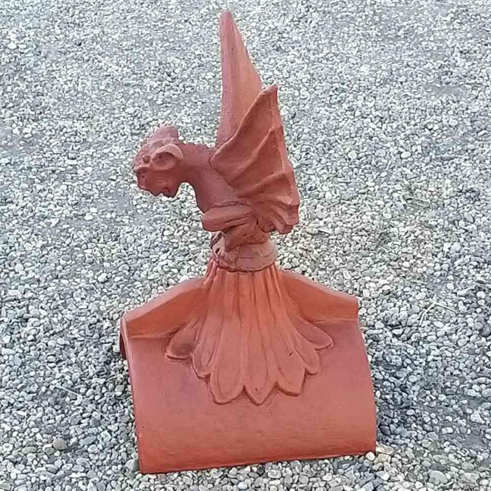 Half round winged gargoyle ridge finial