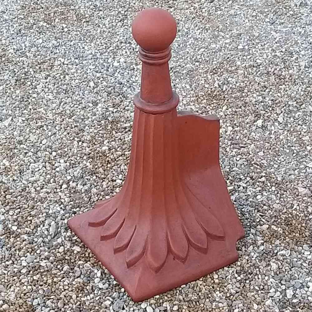 Angled block end small ball top ridge finial
