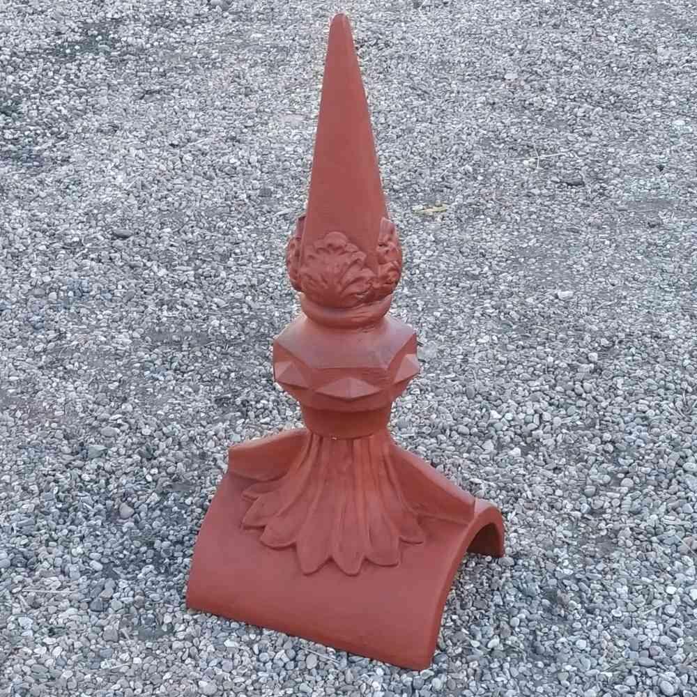 Half round hex spire ridge finial