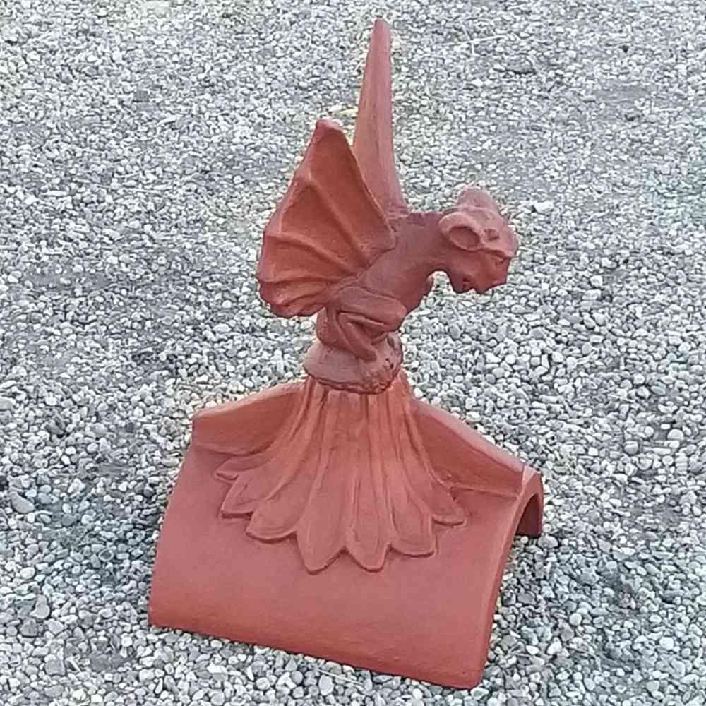Half round winged gargoyle ridge finial