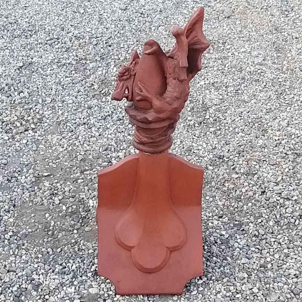 Gable end angled sabre dragon roof finial