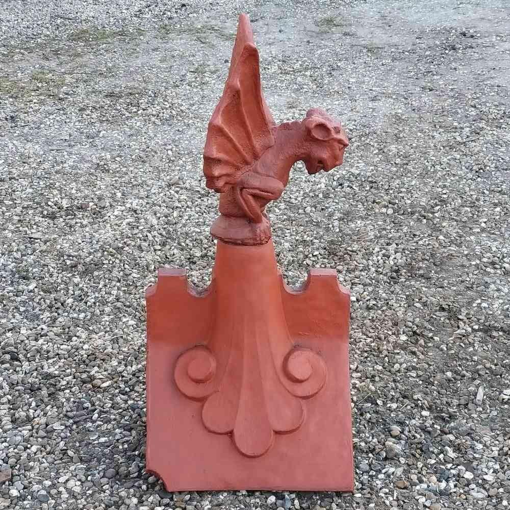 Castle scrolled winged gargoyle finial