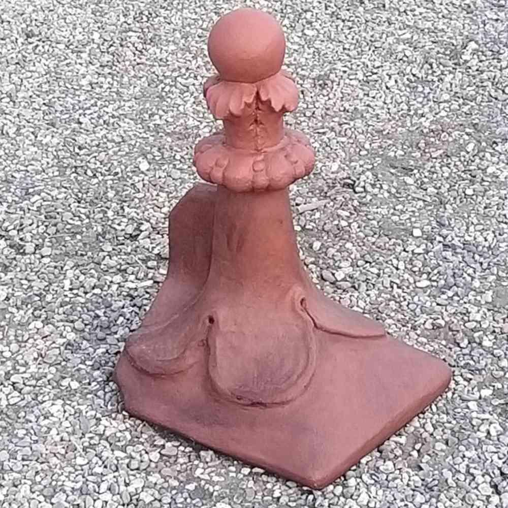 Block end angled small fleur ball ridge finial