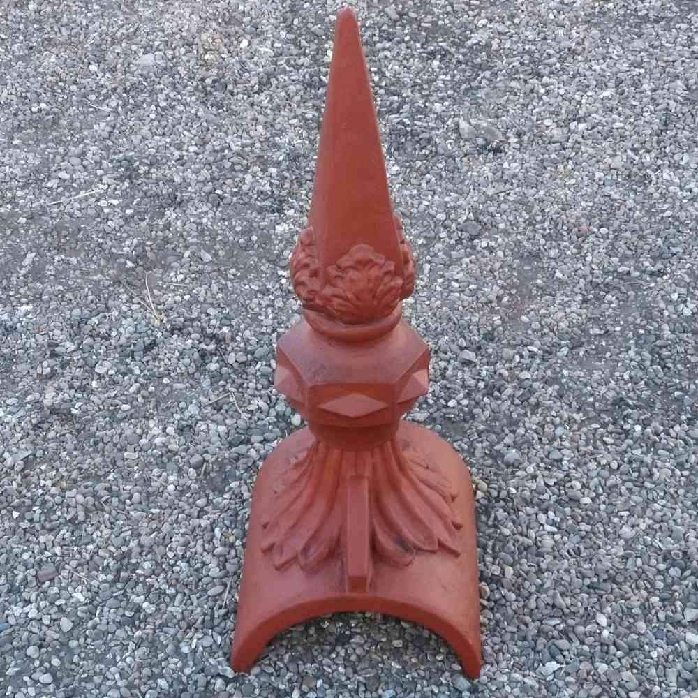 Half round hex spire ridge finial