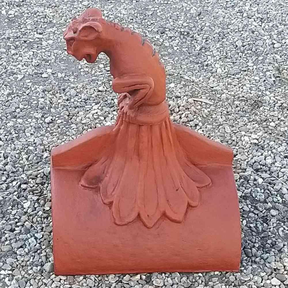 Half round horned gargoyle ridge finial