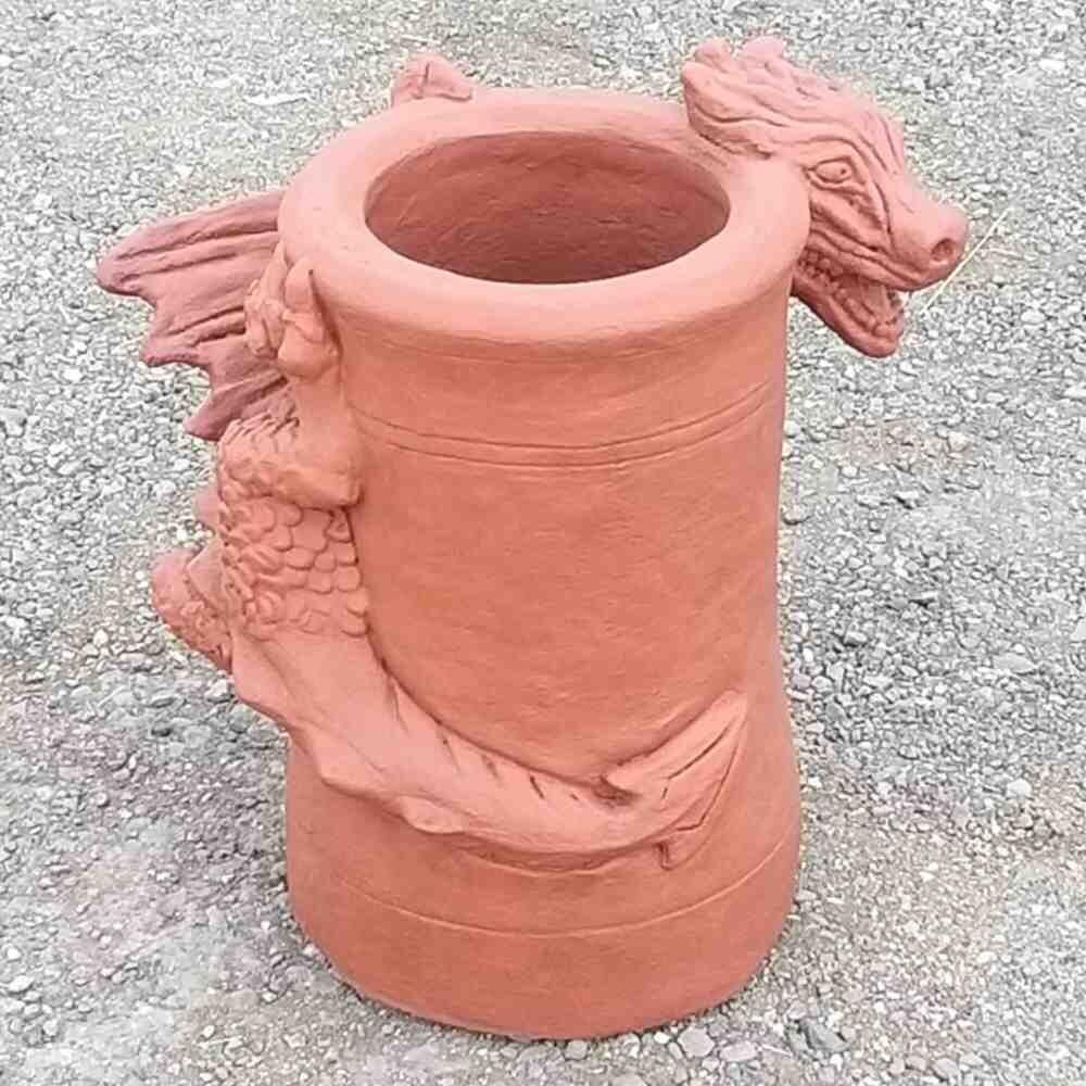 Dragon chimney pot terracotta right